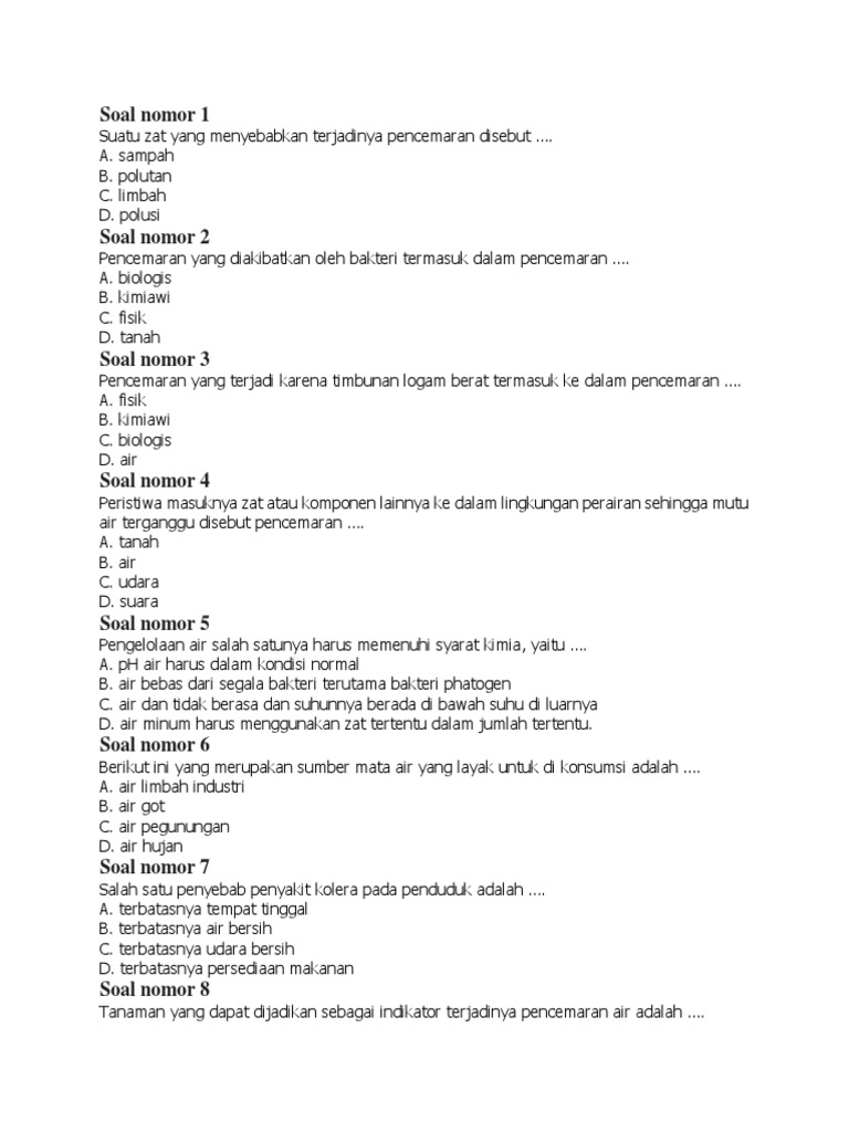Soal Kelas 7 Pencemaran Lingkungan | PDF