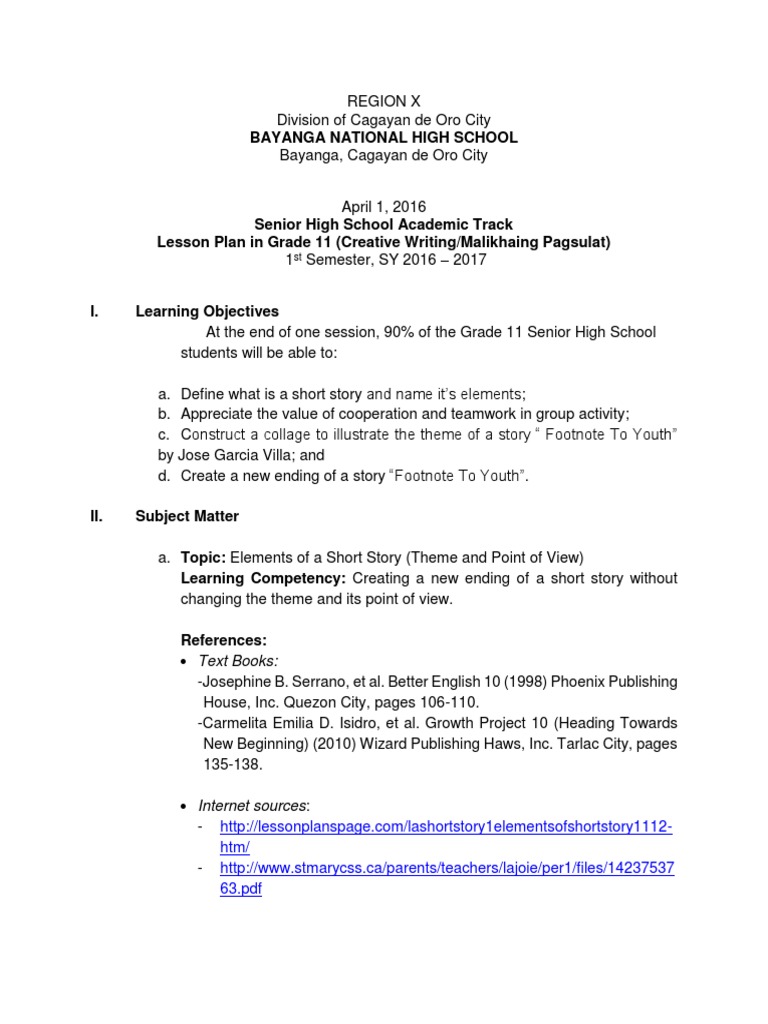 Footnote To Youth Lesson Plan | PDF | Education Theory | Teachers