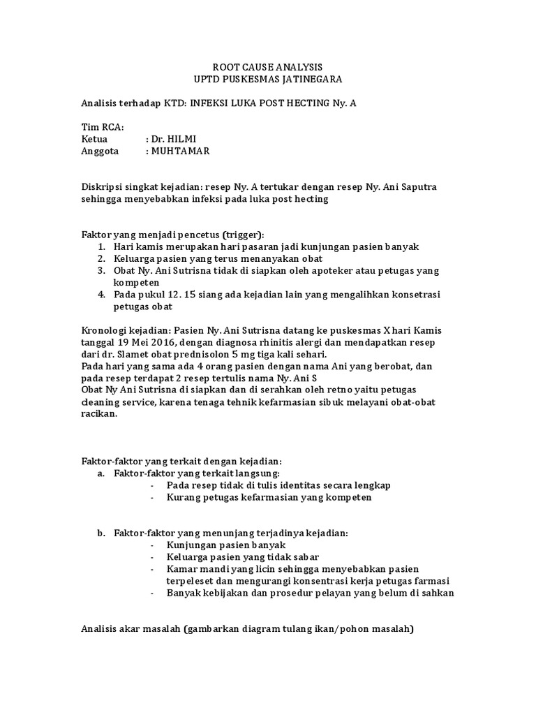 Contoh Form Fmea Dan Rca | PDF
