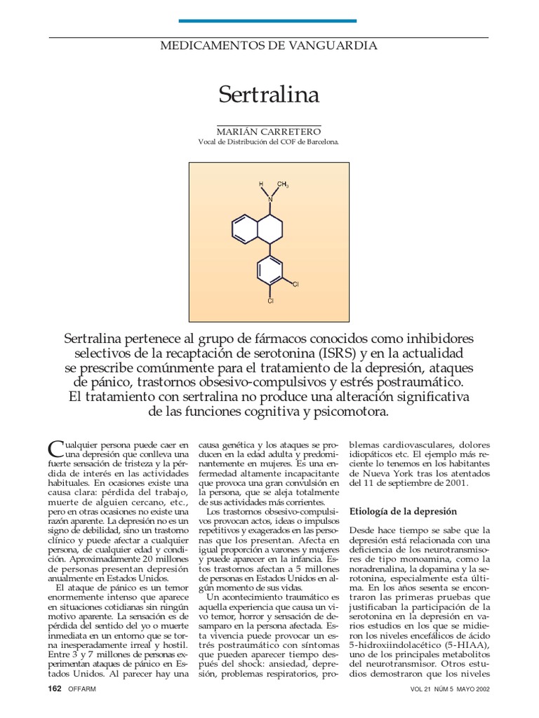 Sertralina: Mecanismo y Efectos | PDF | Serotonina | Depresión (estado ...