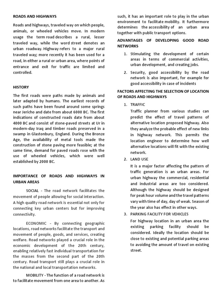 Roads and Highways | PDF | Highway | Road