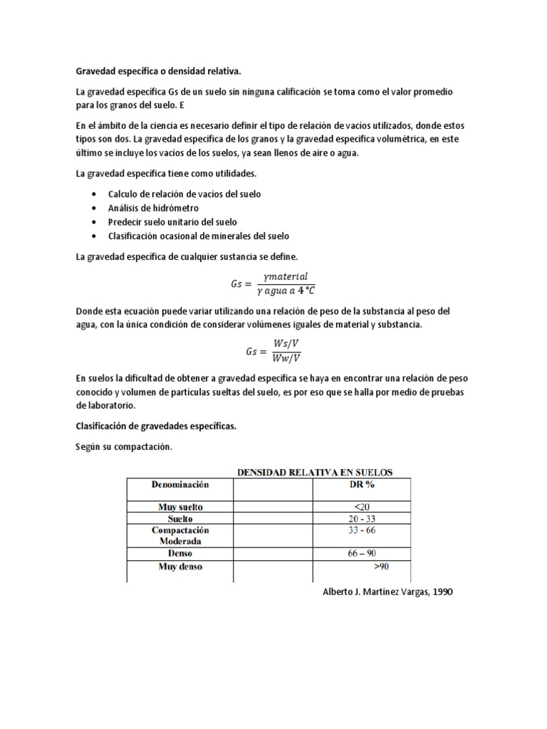 Gravedad Específica o Densidad Relativa | PDF | Destilación | Suelo