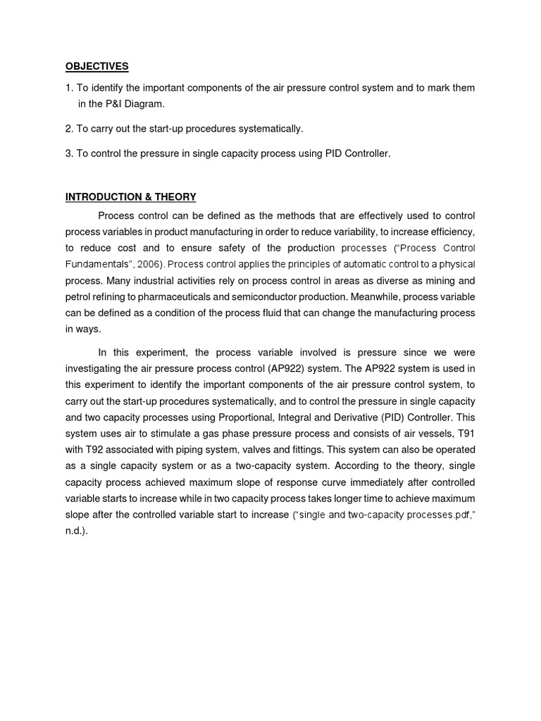 Air Pressure Control System Analysis | PDF | Control Theory | Process ...