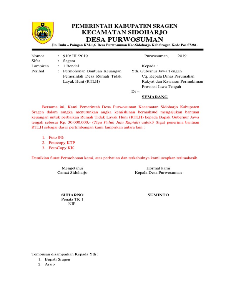 PROPOSAL RTLH 2019 BKP | PDF