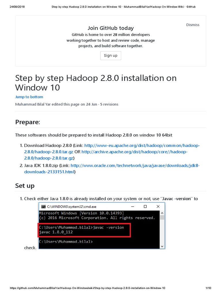 Install Hadoop 2.8.0 on Windows 10 | PDF | Apache Hadoop | Computer File