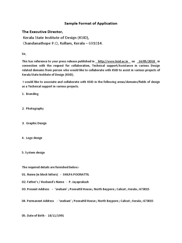 Format of Application | PDF | Graphic Design | Communication