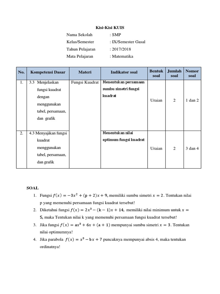 Instrumen Penilaian (KUIS) 2 | PDF