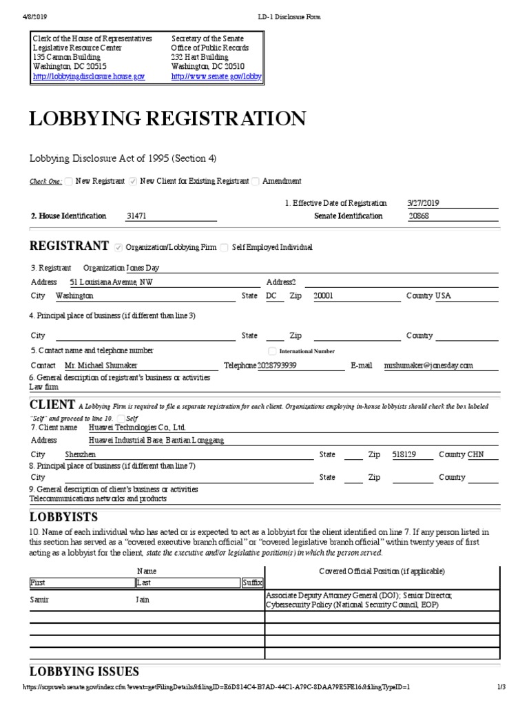 Lobbying Registration | PDF | Lobbying In The United States | Lobbying ...