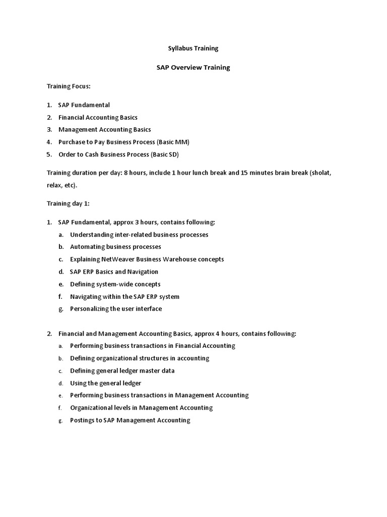 Silabus Training | PDF | Business Process | Management Accounting