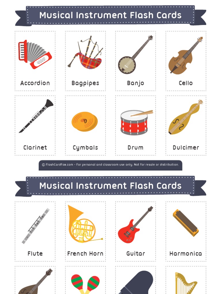 Flashcards Musical Instruments PDF | PDF