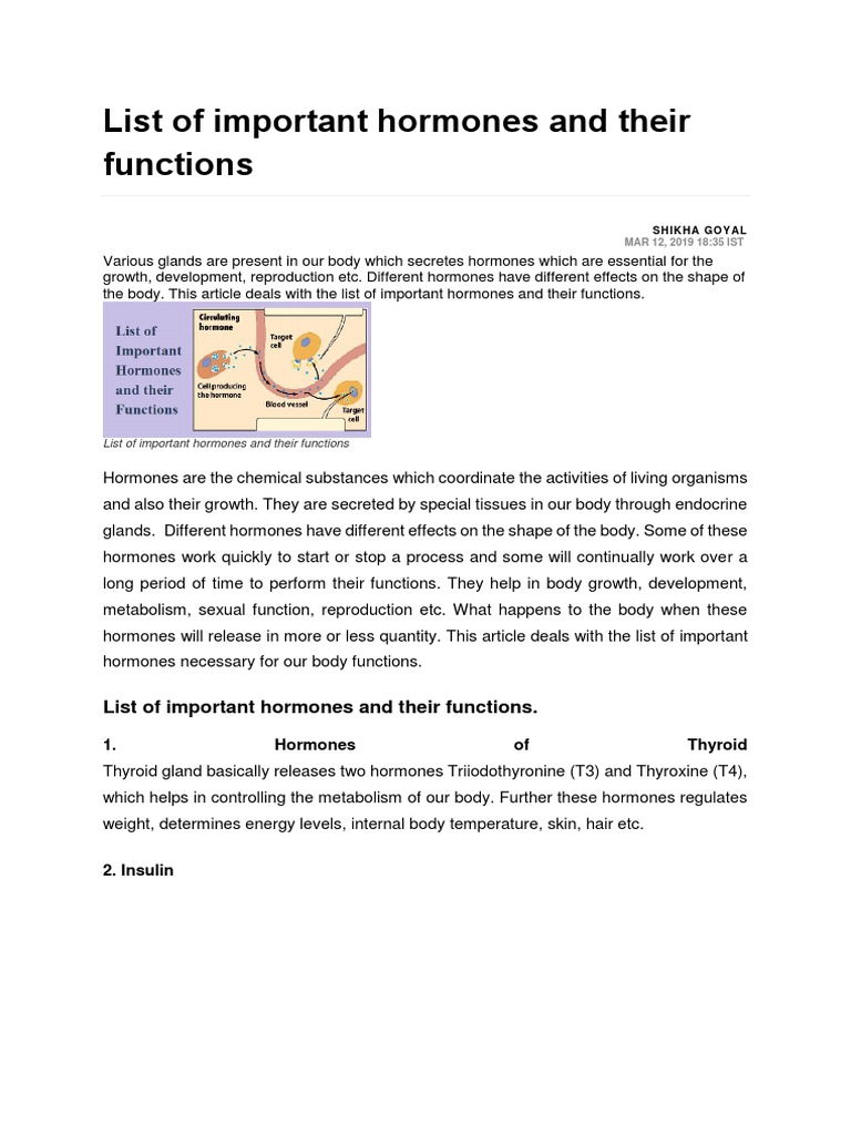 List Of Hormones In Human Body And Their Functions 11 Different Types