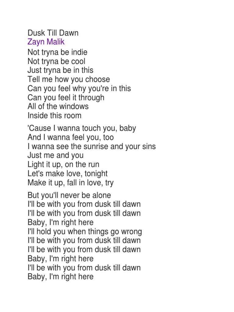 Dusk Till Dawn LIRIK | PDF | Bodies Of The Solar System | Contemporary R&B