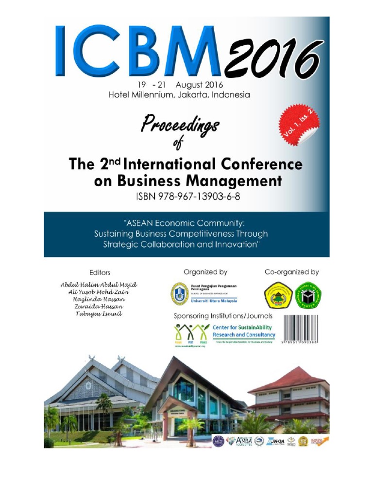 Proceedings The 2nd ICBM 2016 Volume (1) Issue PDF | PDF | Cronbach's ...