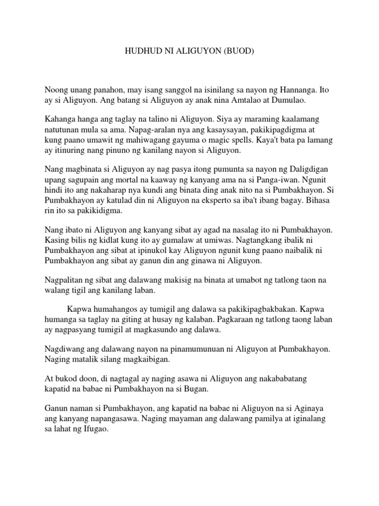 Hudhud Ni Aliguyon | PDF