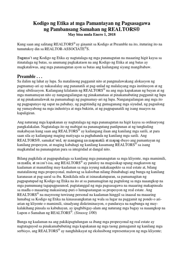 2018 COE Tagalog | PDF