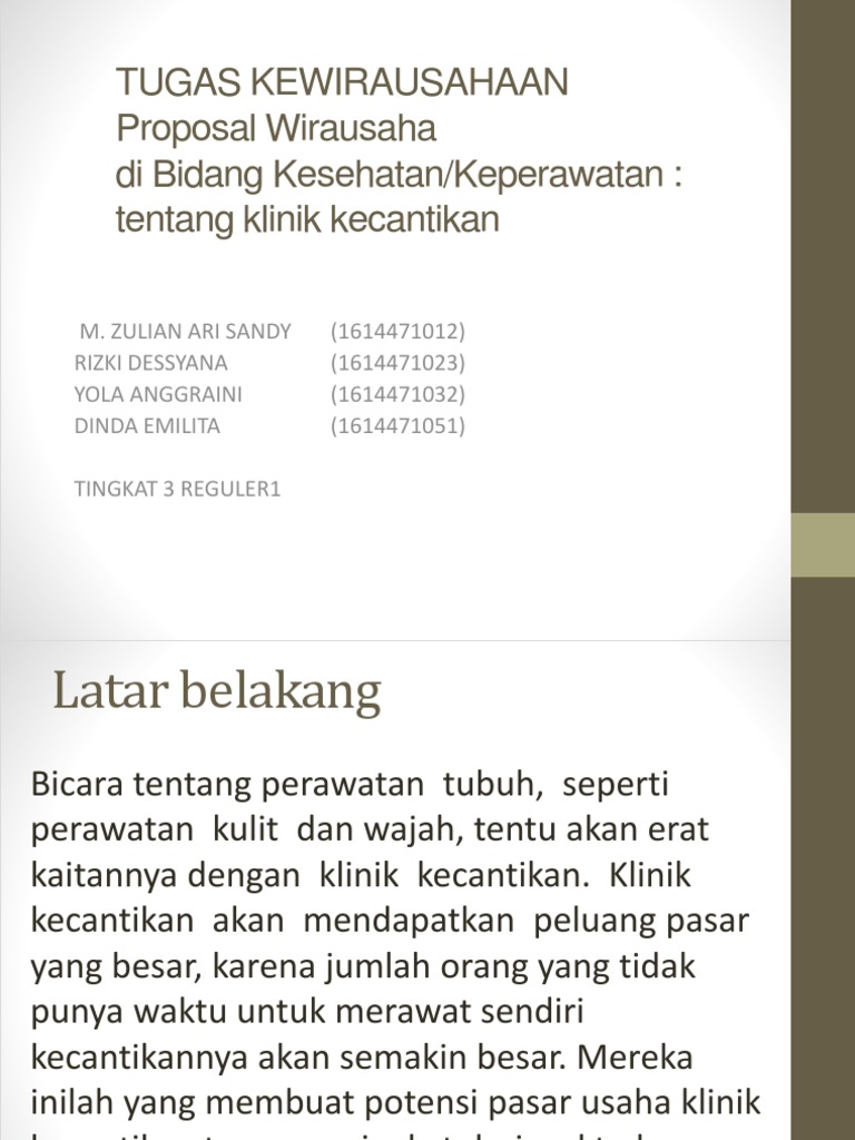 Tugas Kewirausahaan Proposal Wirausaha Di Bidang Kesehatan/Keperawatan ...