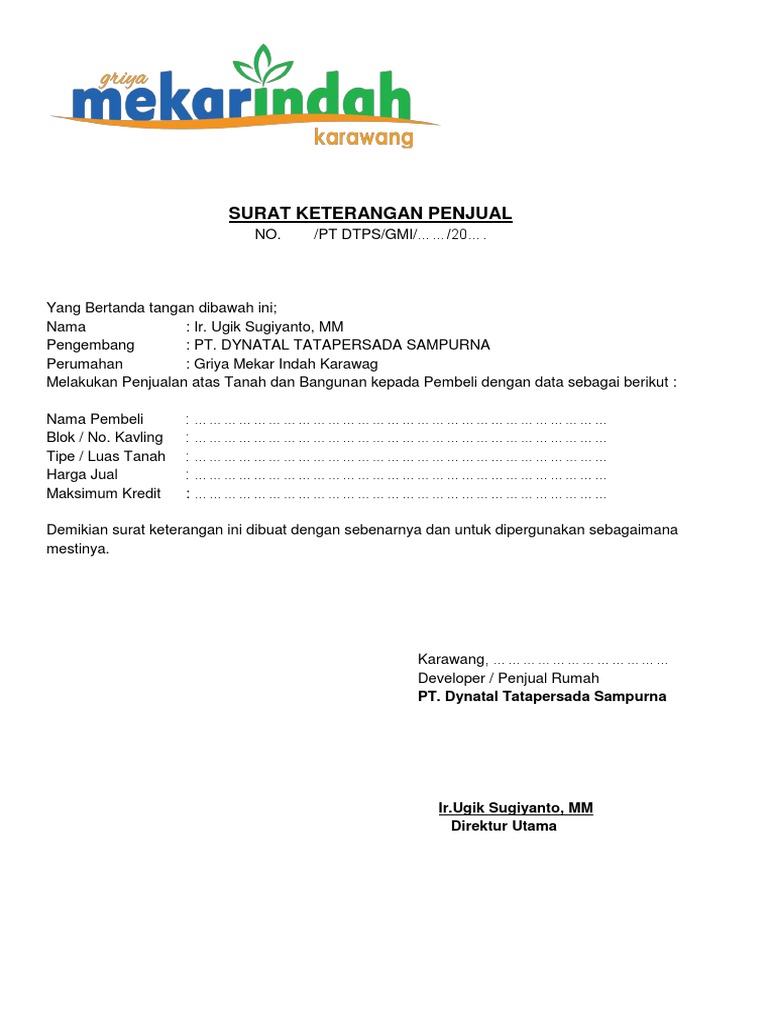Surat Keterangan Penjual (SPR) | PDF