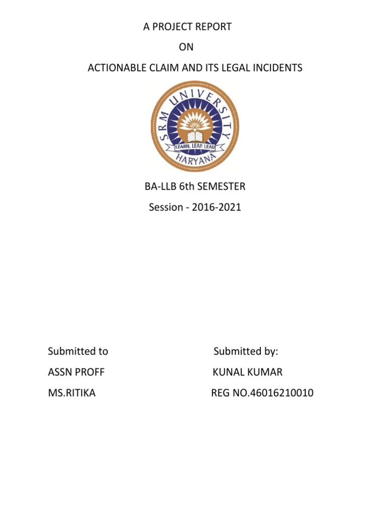 Actionable Claims: Legal Insights Report | PDF | Security Interest | Loans