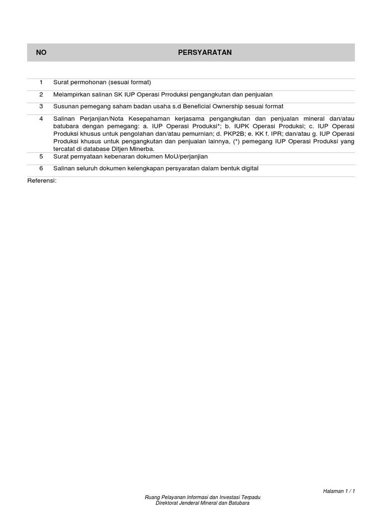 Contoh Persyaratan IUP Operasi Produksi | PDF