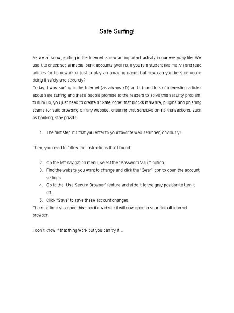 Safe Surfing Tips for Students | PDF
