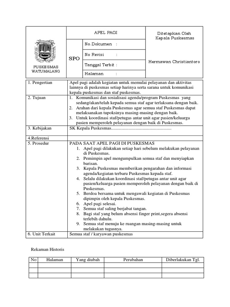 SOP APEL PAGI Terbaru Sesuai Tatacara Baru | PDF