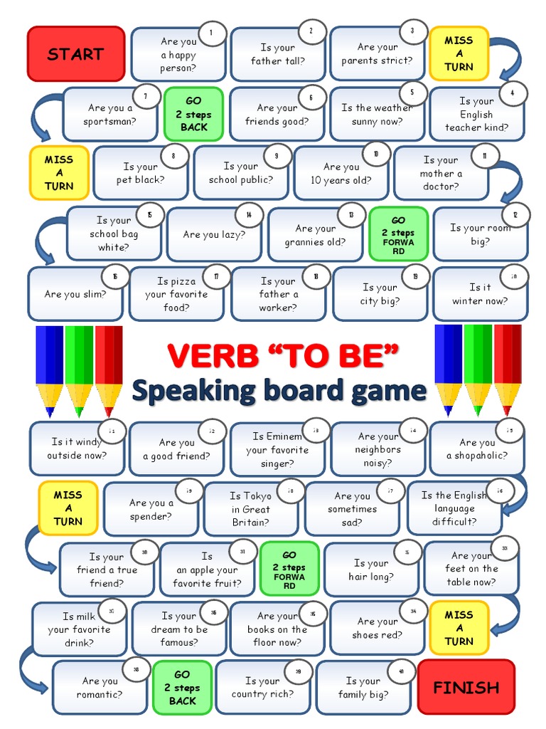 Verb To Be Speaking Boardgame Boardgames CLT Communicative Language ...