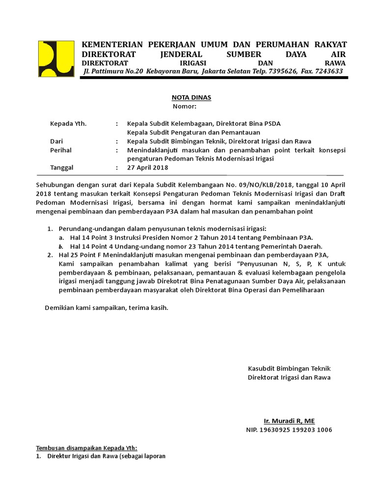 Contoh Nota Dinas 7 November 2018 | PDF