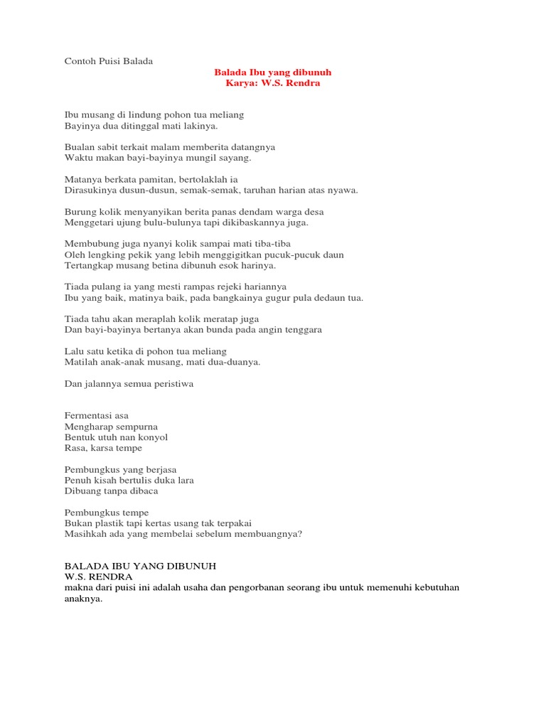 Contoh Puisi Balada | PDF