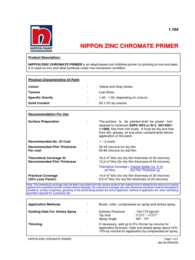 Zinc Chromate Primer PDF | PDF | Paint | Chemistry