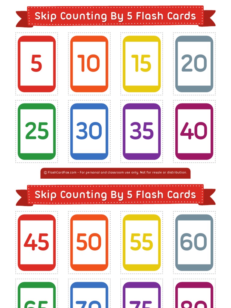 Skip Counting by 5 Flash Cards 2x3 PDF | PDF