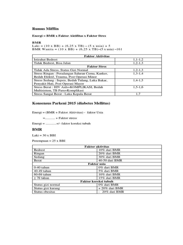 Rumus Harris Benedict | PDF