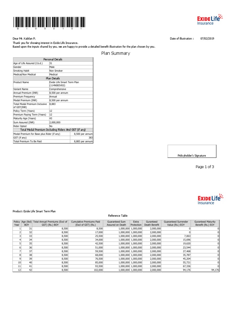 Exide Life Smart Term Plan-Comprehensive | PDF