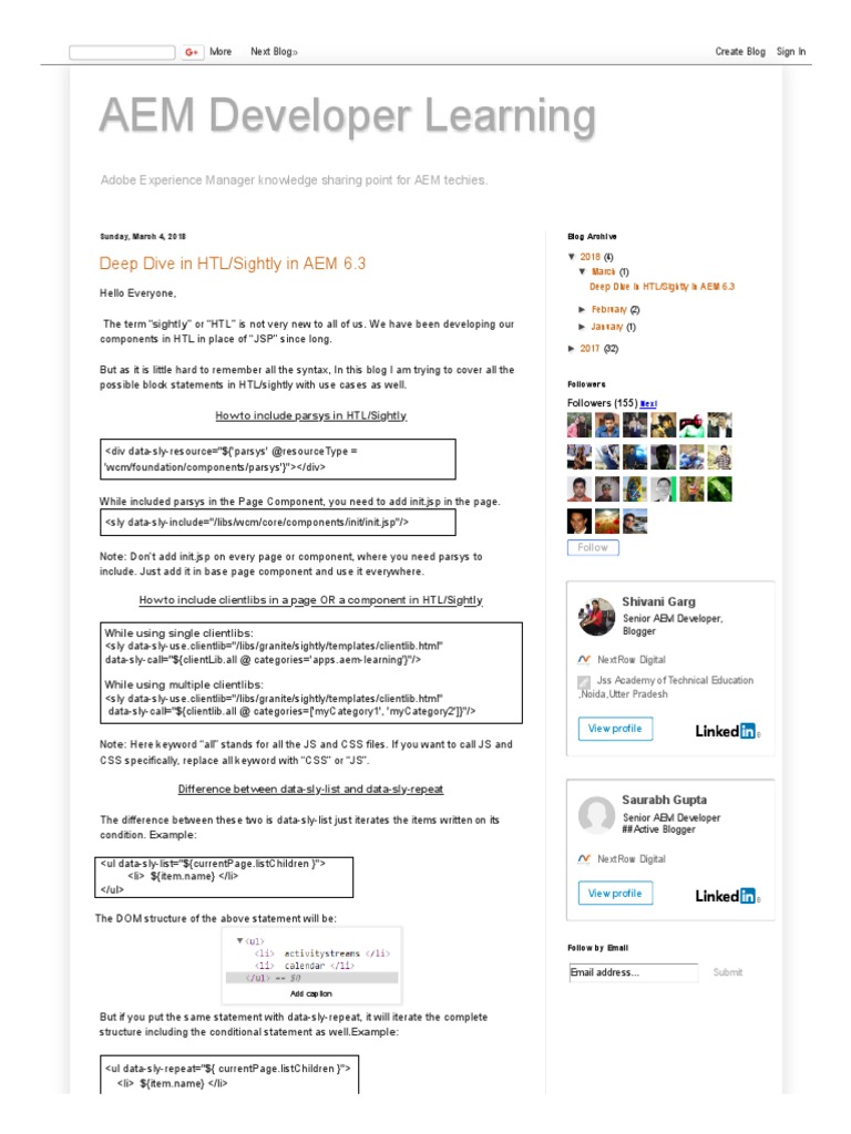 AEM Developer Learning | PDF | Html Element | Html