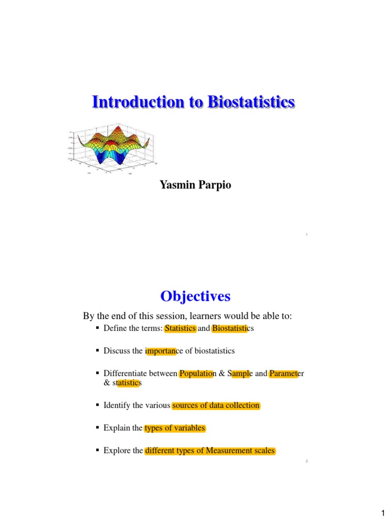 Introduction to Biostatistics Guide | PDF | Level Of Measurement ...