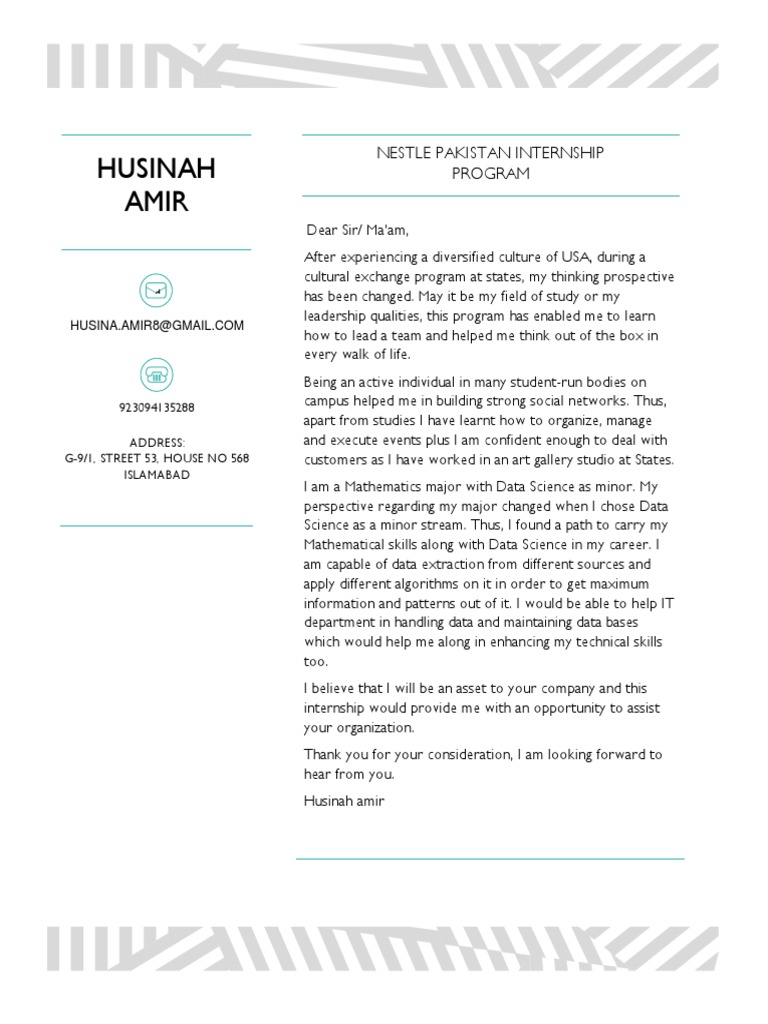 Husinah Amir: Nestle Pakistan Internship Program | PDF | Career & Growth
