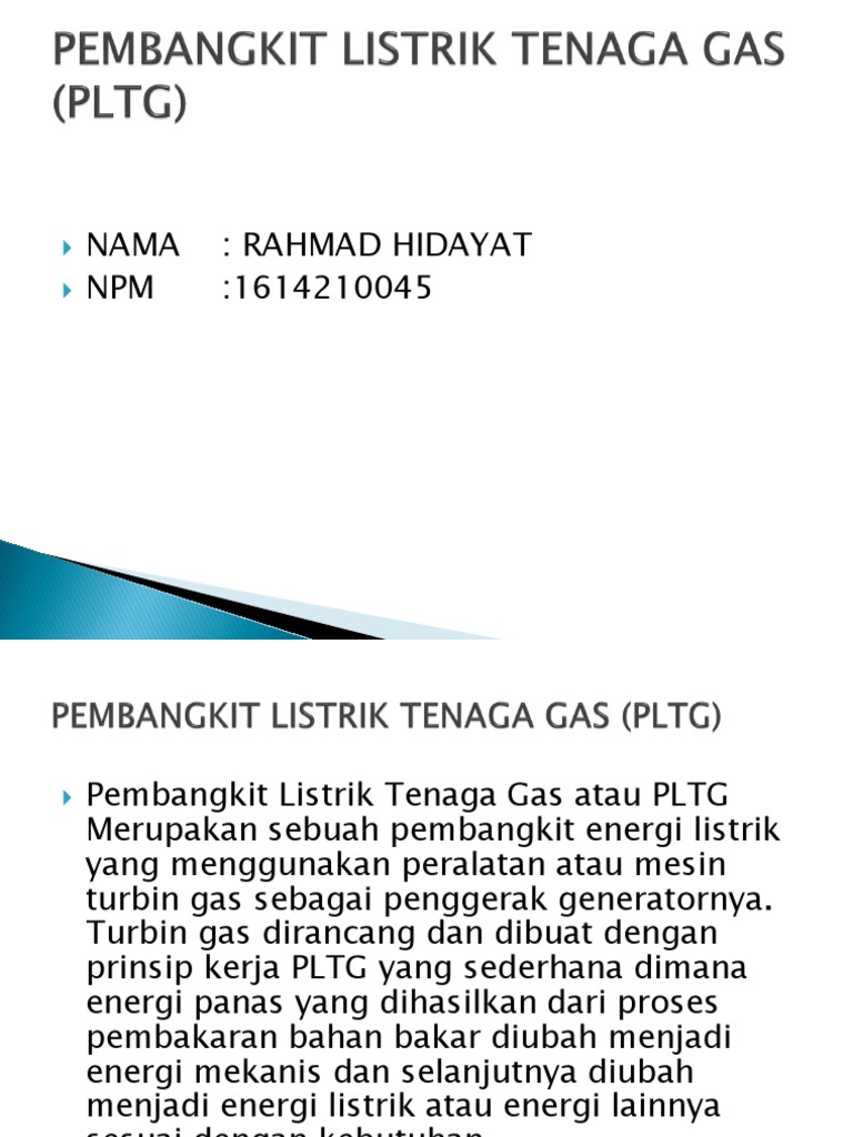 Pembangkit Listrik Tenaga Gas (PLTG) | PDF