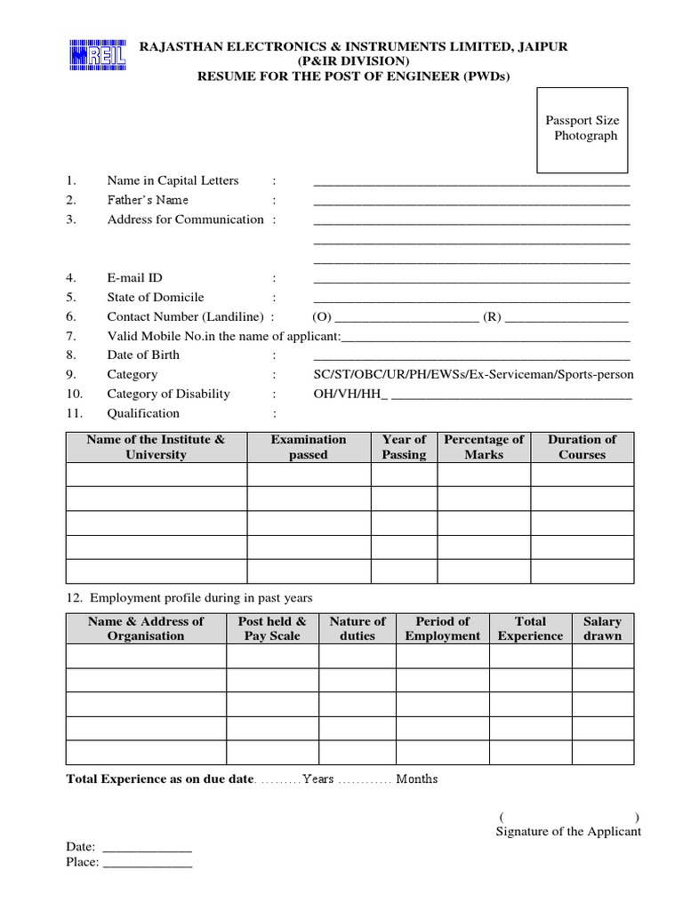 Reilad54 - 2 - Application Form Engineer-PWD PDF | PDF | Career & Growth