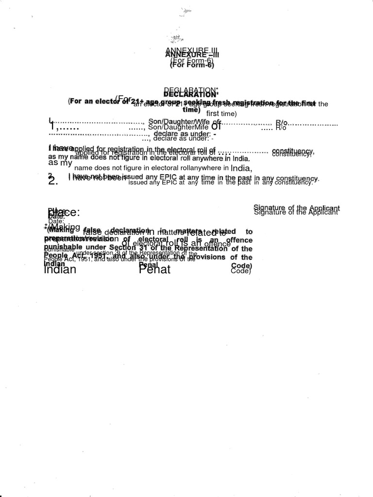 Voter ID Registration Declaration Form | PDF