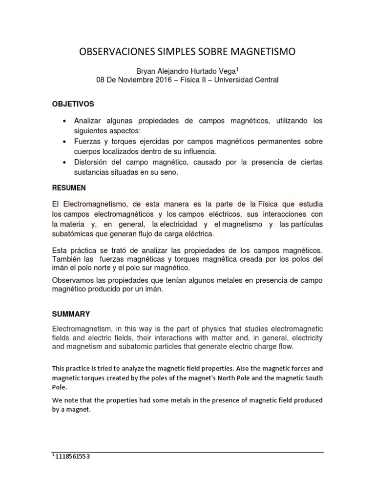 Laboratorio Magnetismo | PDF | Imán | Magnetismo