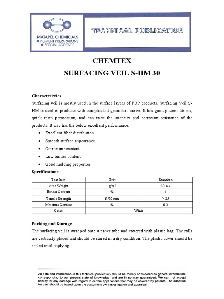 Surfacing Veil S-HM 30 Tds | PDF | Fibre Reinforced Plastic | Building ...