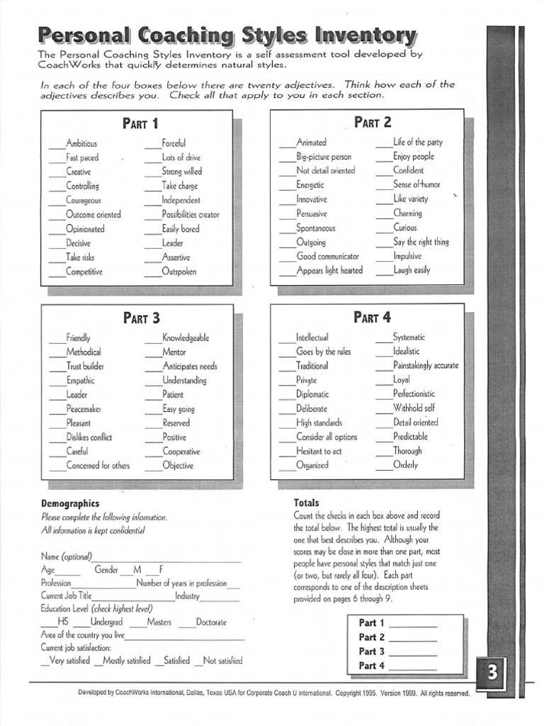 Personal Coaching Styles Inventory | Download Free PDF | Attention ...