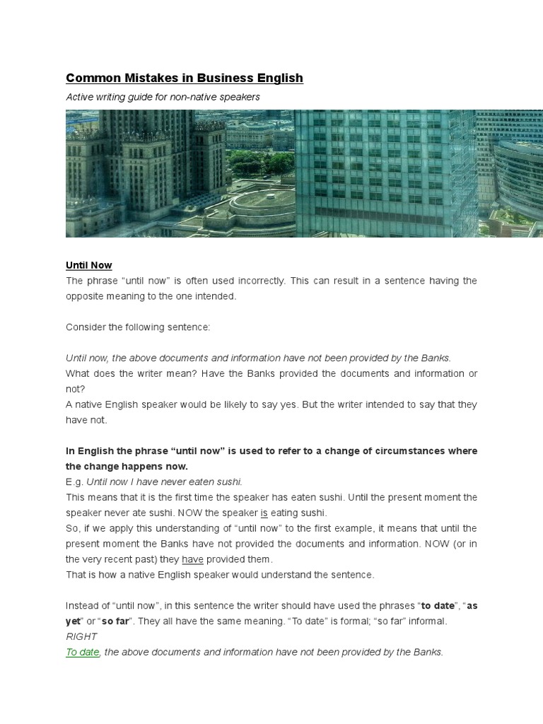 Common Mistakes in Business English: Active Writing Guide For Non ...