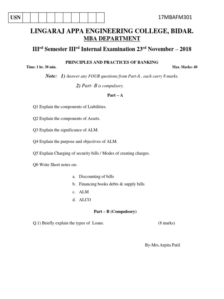 Lingaraj Appa Engineering College, Bidar.: Mba Department III Semester ...