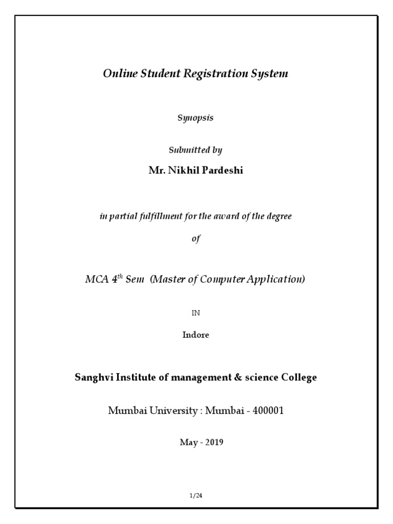 Online Registration Synopsis RMP | PDF | Microsoft Access | Computer Data