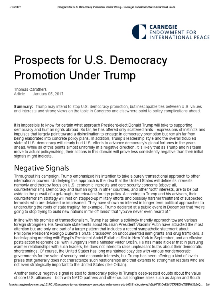 Democracy Promotion Under Trump | PDF | Foreign Policy Of The United ...