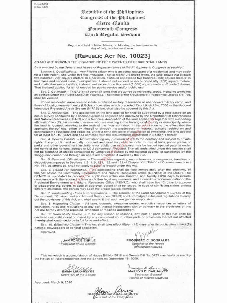 Ra 10023 Free Patent Act Full Text PDF | PDF | Law