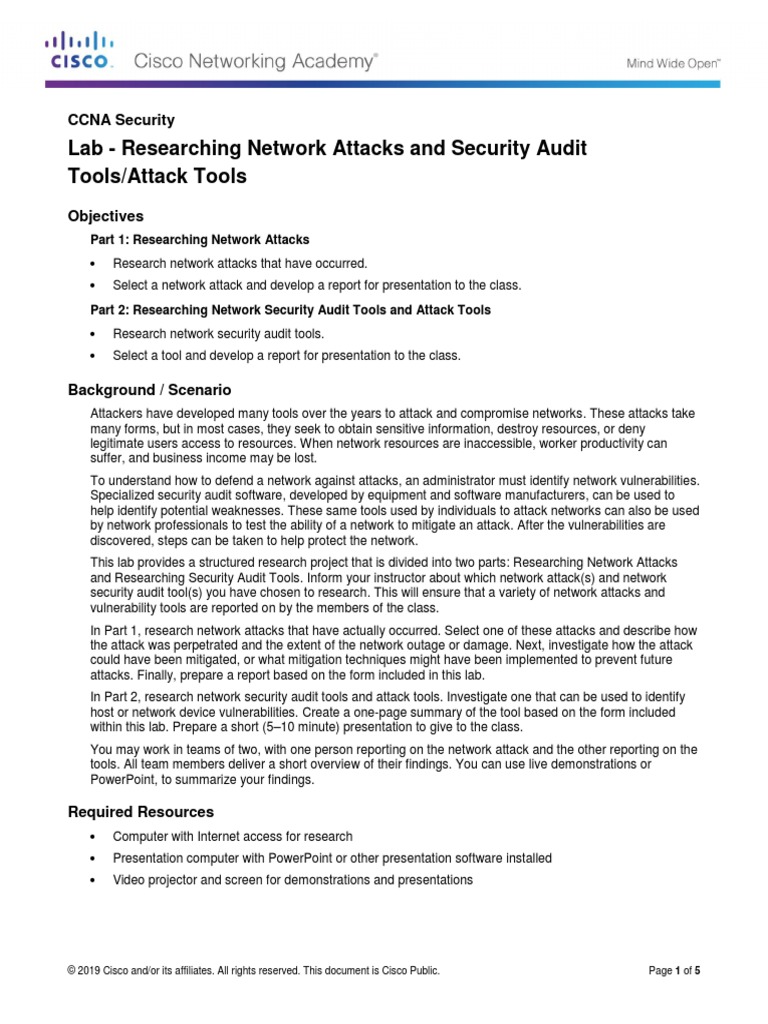1.4.1.1 Lab - Researching Network Attacks and Security Audit Tools | PDF | Computer Virus ...