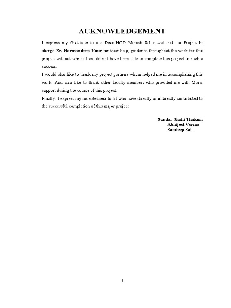 Acknowledgement PDF | PDF