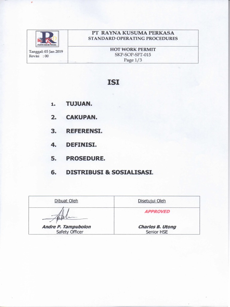 Sop-015 Hot Work Permit | PDF