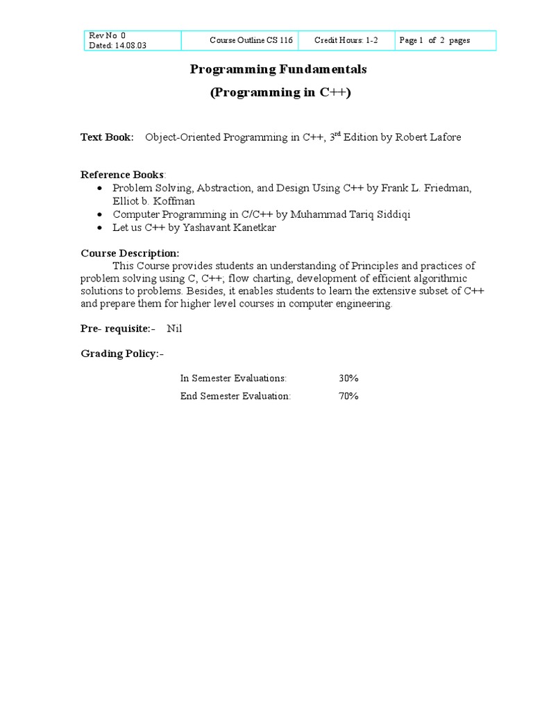 Programming Fundamentals - CS116 | PDF | C++ | Subroutine